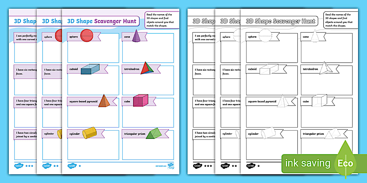 👉 3D Shape Scavenger Hunt (Teacher-Made) - Twinkl