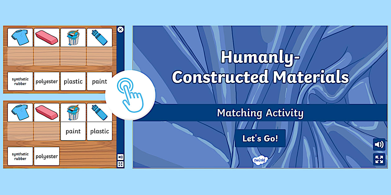 Interactive Human-Made Materials Matching Activity - Twinkl