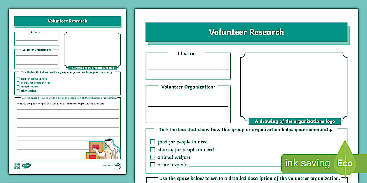 Volunteer Research Sheet (teacher made) - Twinkl