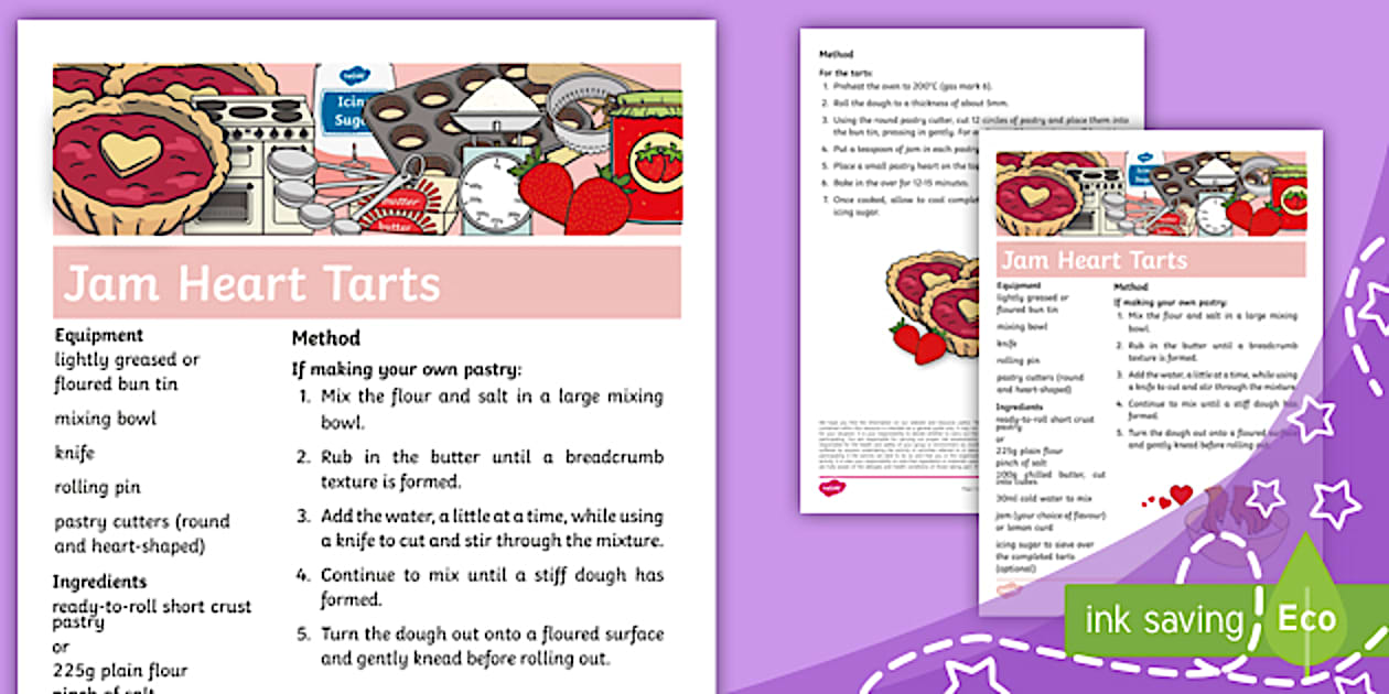 Jam Heart Tarts Recipe - Parents (Teacher-Made) - Twinkl