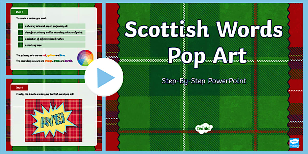 Scottish Words Pop Art Step-By-Step PowerPoint - Twinkl