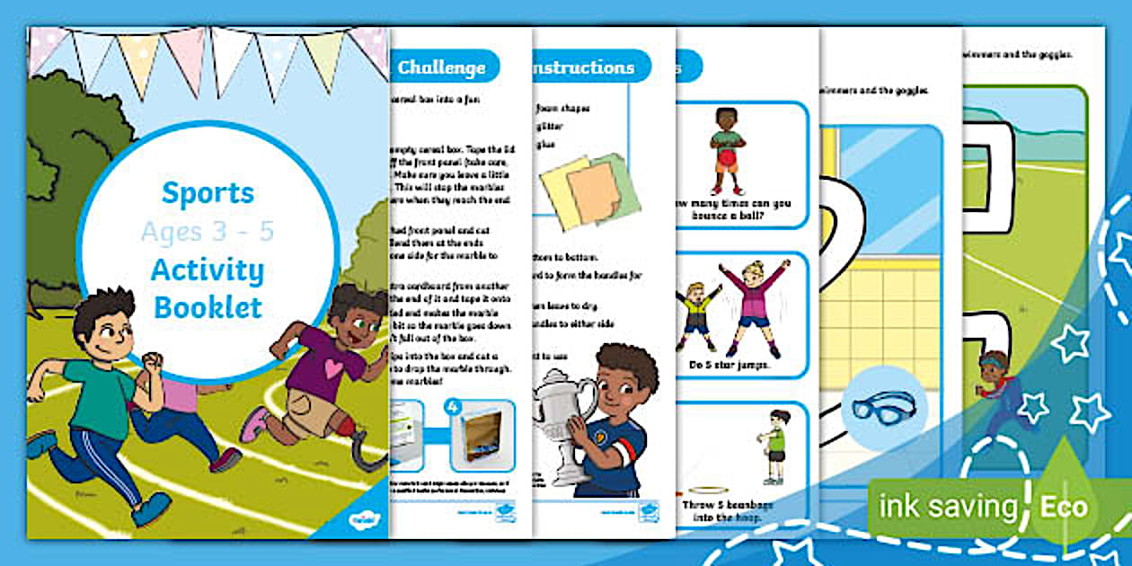 Sports-Themed Activity Booklet (Ages 3 - 5) (teacher made)
