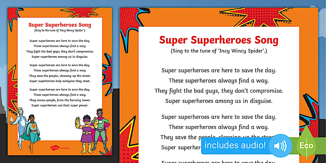 Super Superheroes Song (teacher made) - Twinkl