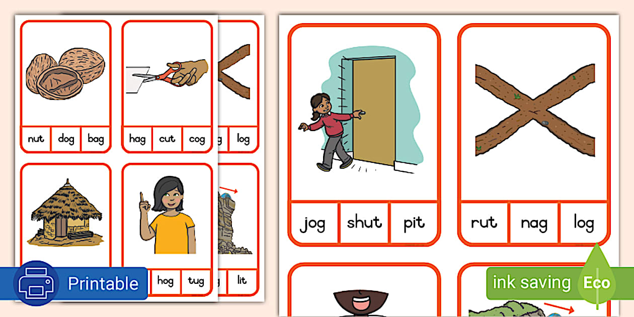 Grade 1 Phonics: -ut Sound Peg Card Activity