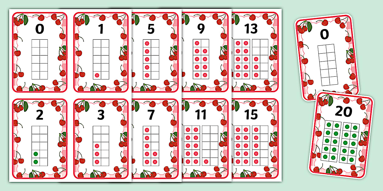 👉 Cherry Themed 0-20 Flashcards