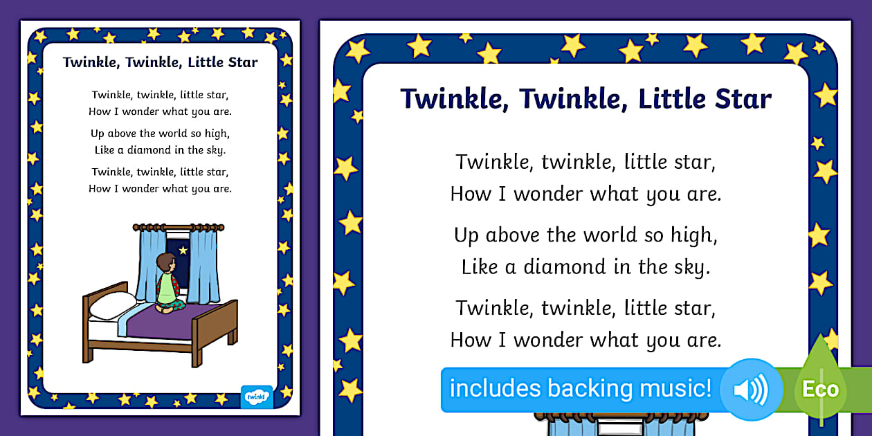 Twinkle, Twinkle, Little Star Rhyme Sheet - Twinkl