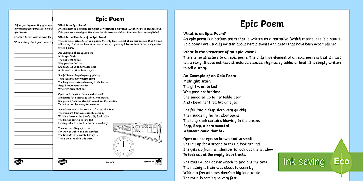 Epic Poem Writing Template-Australia (teacher made) - Twinkl