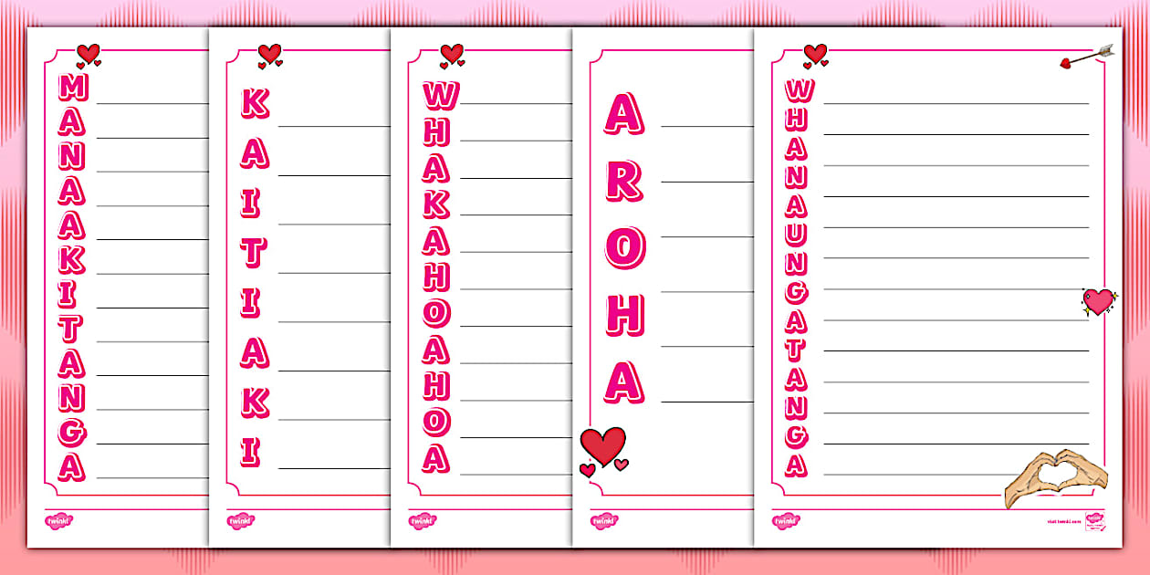 Te Reo Valentine's Acrostic Poem Pack (teacher made)