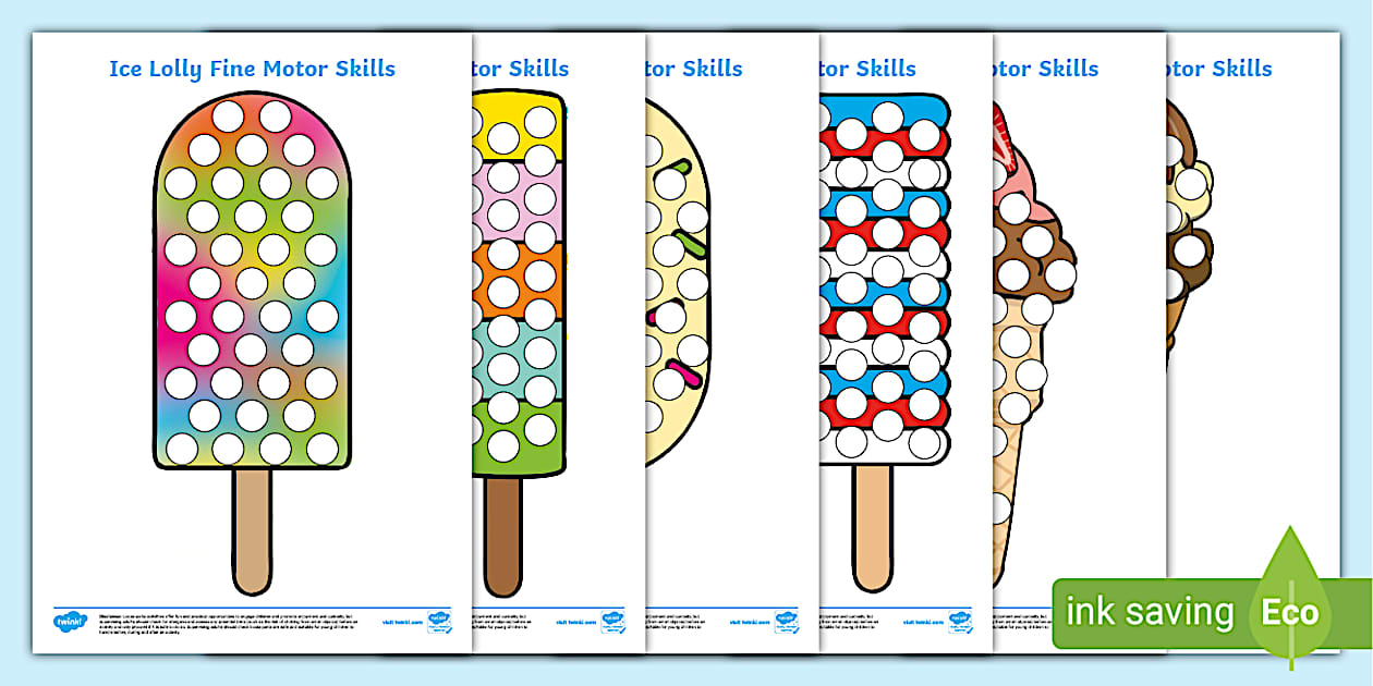 Ice Cream and Ice Lolly Button Placing Fine Motor Skills