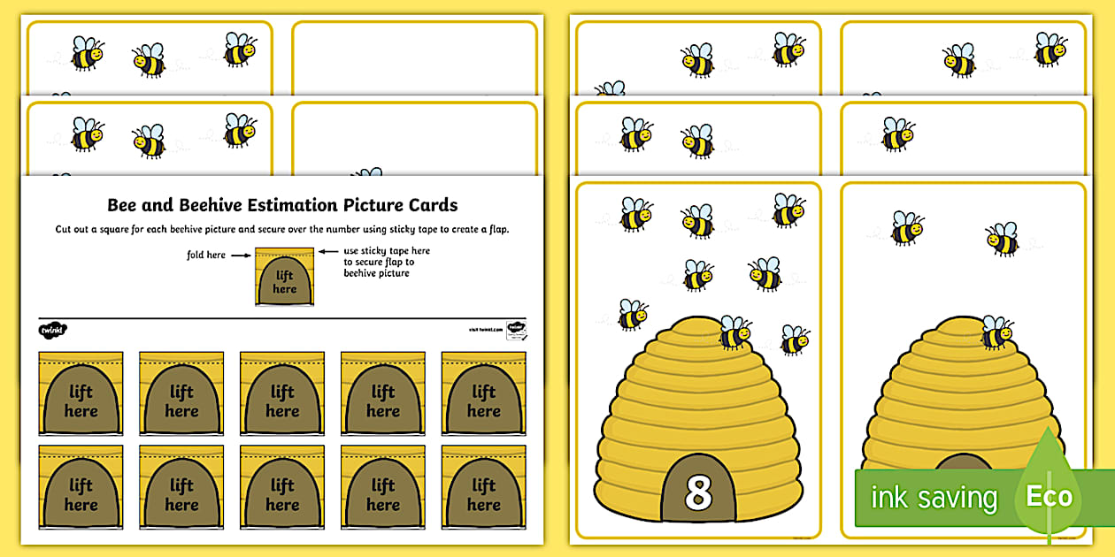 Bee and Beehive Estimation Picture Cards - Twinkl