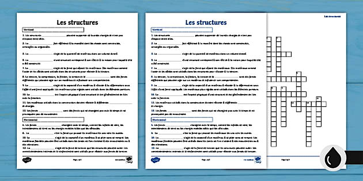 Structures Crossword Intermediate French