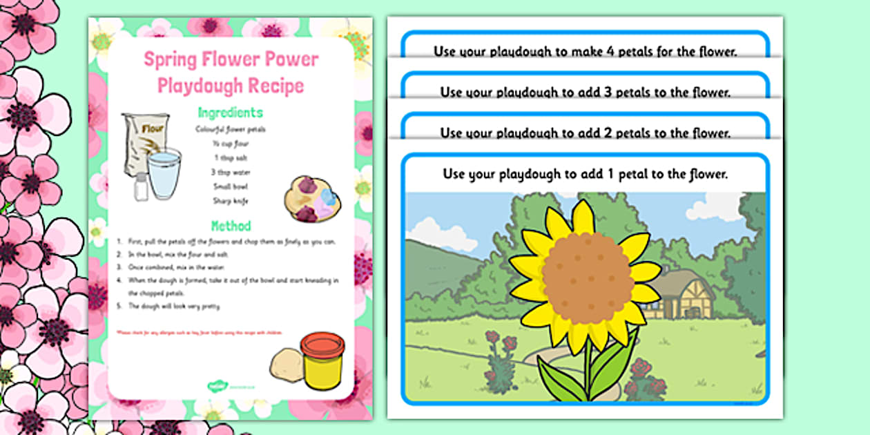 Springtime Themed Playdough Recipe and Mat Pack - Twinkl