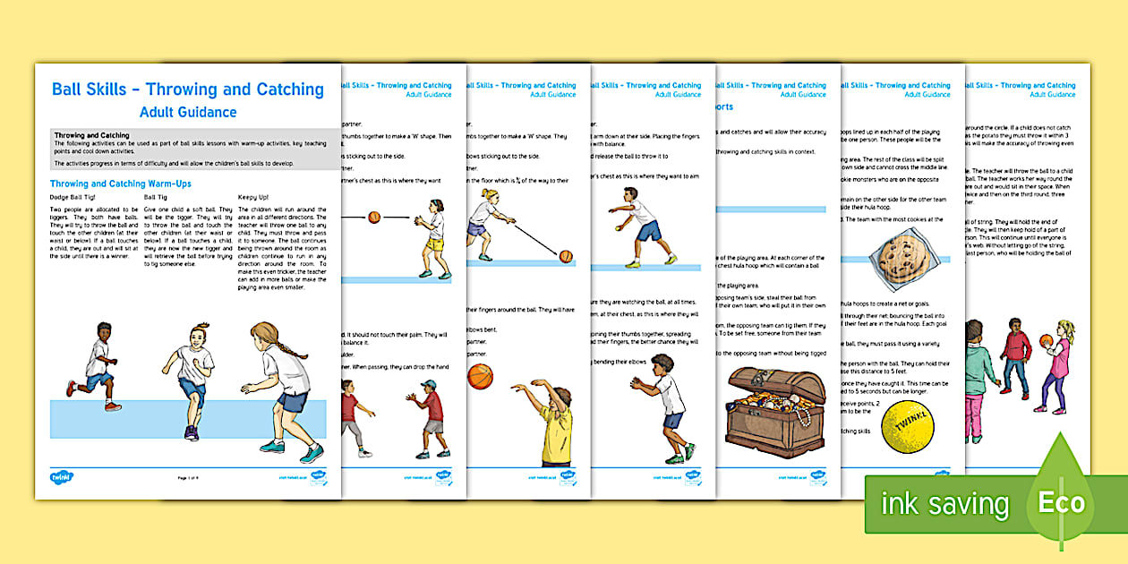 Ball Skills - Throwing and Catching Adult Guidance - Twinkl
