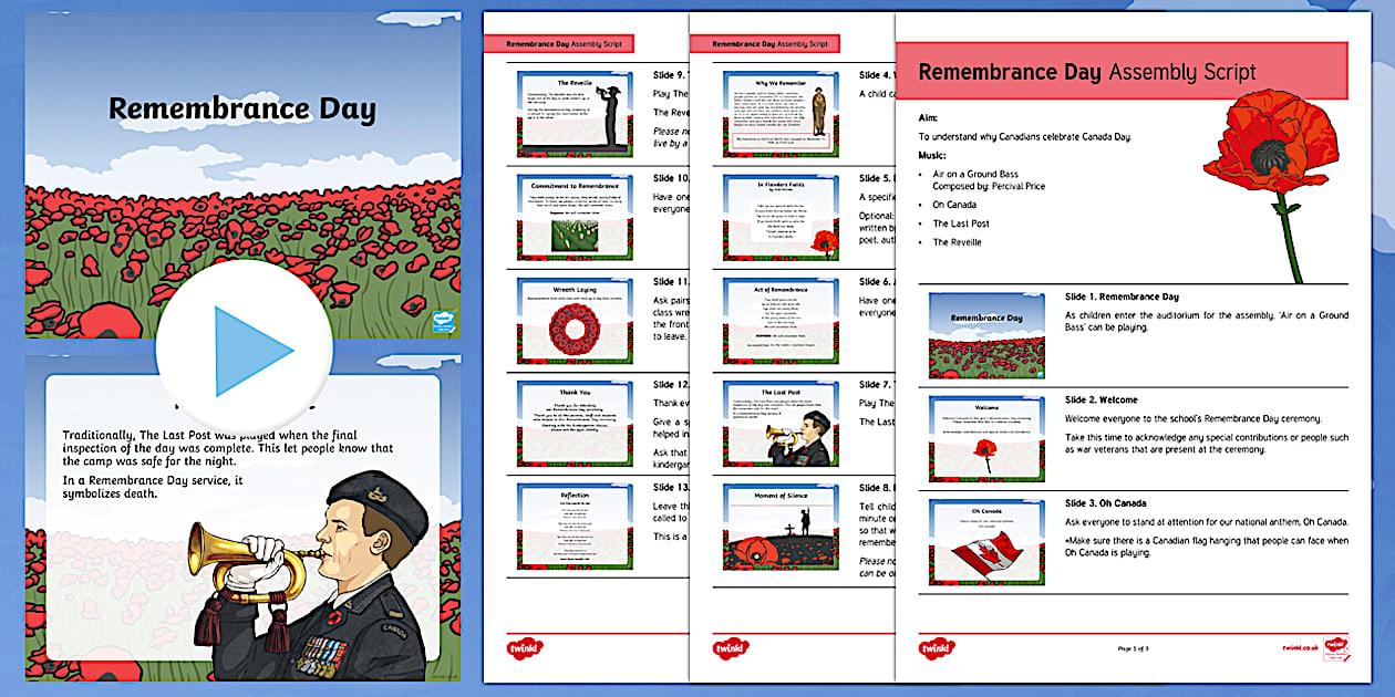 Canada Remembrance Day Assembly Pack (teacher made) - Twinkl
