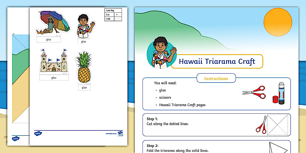 Hawaii Triarama Craft (teacher made) - Twinkl