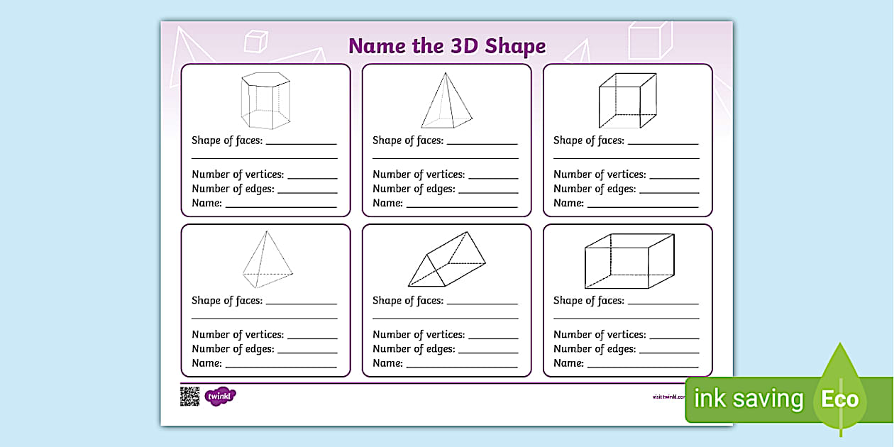 Shape Names | 3D Shapes Worksheet | Primary Resources