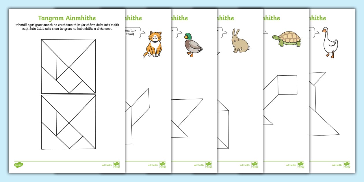 Tangram na hAinmhithe (teacher made) - Twinkl