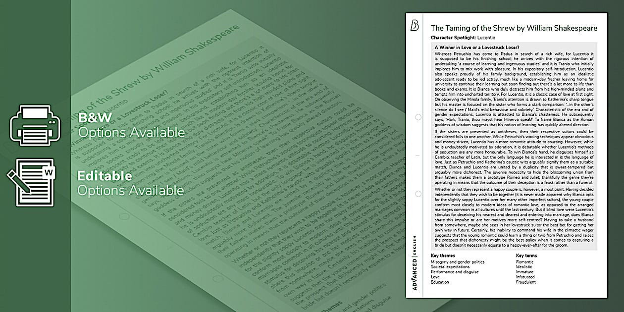 The Taming of the Shrew: Character Spotlight - Lucentio