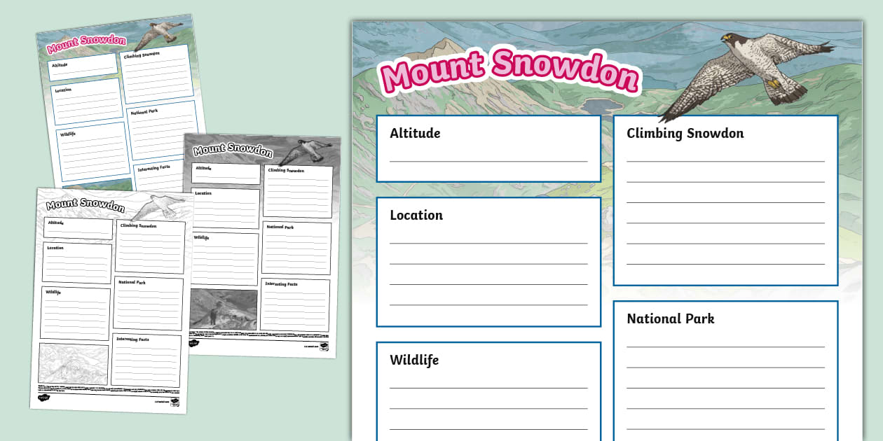 Mount Snowdon Fact File Template (teacher made) - Twinkl