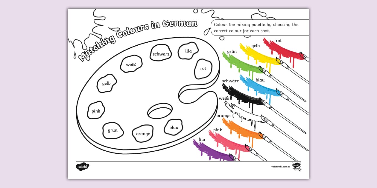 Matching Colours - German Activity Sheet (teacher made)