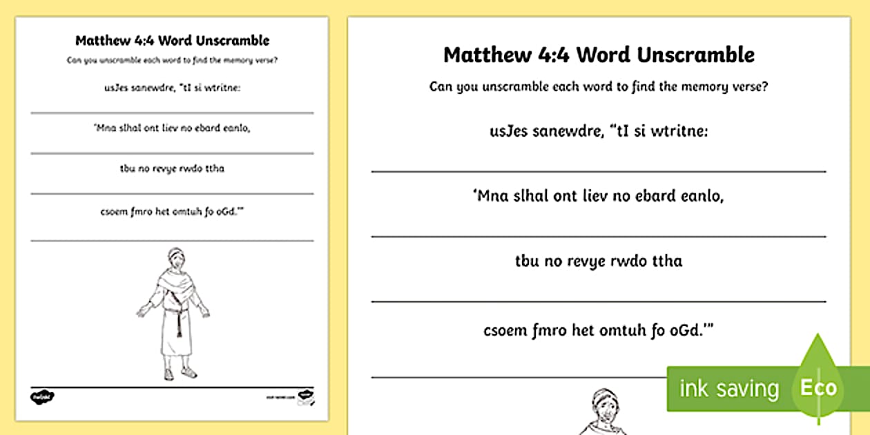 Matthew 4:4 Word Unscramble (teacher made) - Twinkl