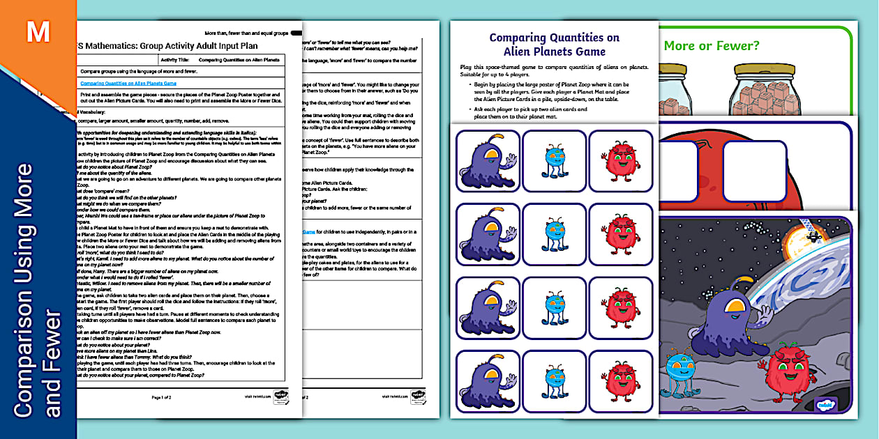 EYFS Maths Comparing Quantities on Planets Plan and Pack