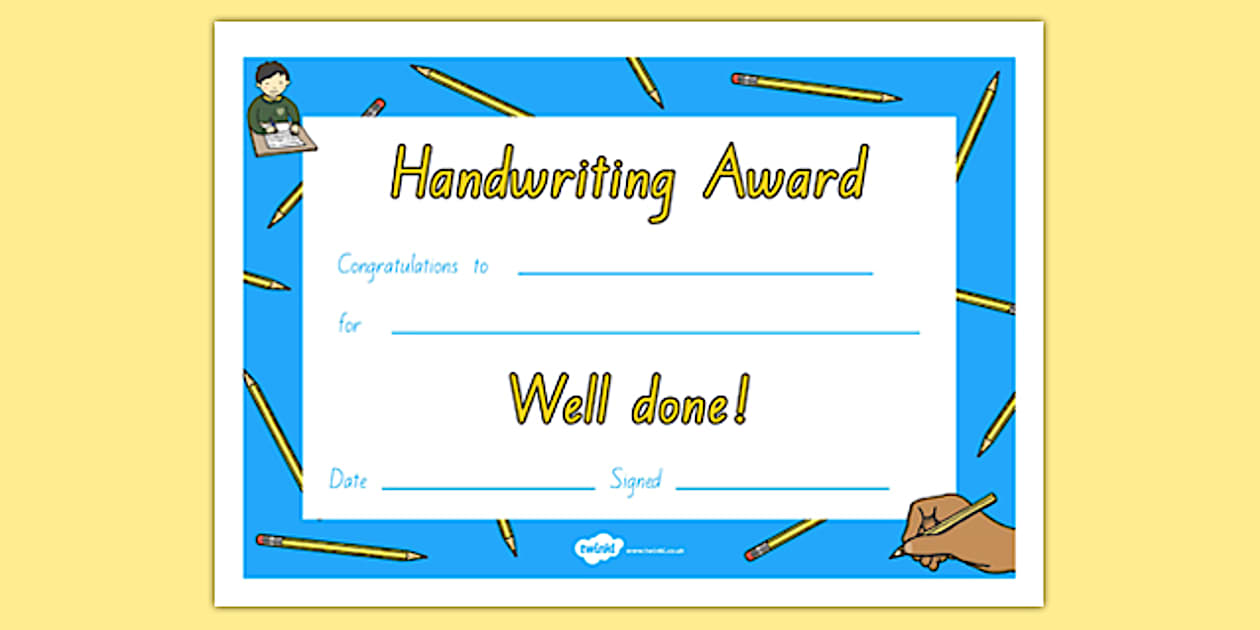 Handwriting Certificate NZ Font (teacher made) - Twinkl