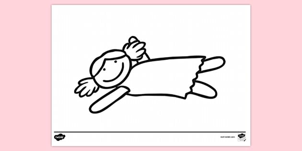 Doll Lying Down Colouring Sheet | Colouring Sheets - Twinkl