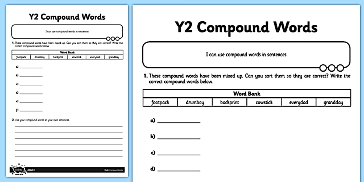 Compound Words Application Worksheet / Worksheet - Twinkl