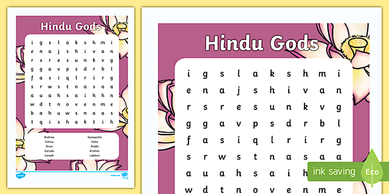 Hindu Gods Word Search (teacher made) - Twinkl