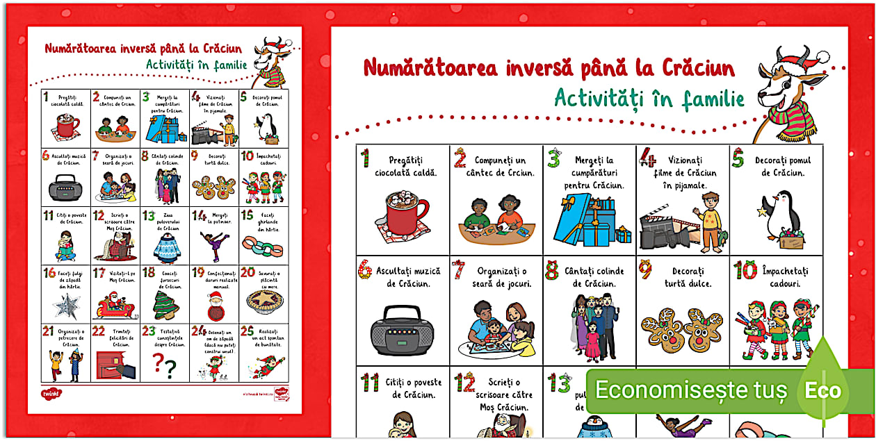 Calendar cu activități în familie până la Crăciun