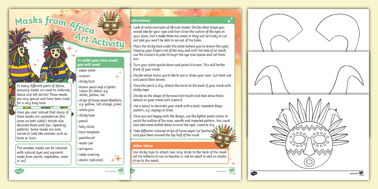 KS1 African Mask Designs Art Activity