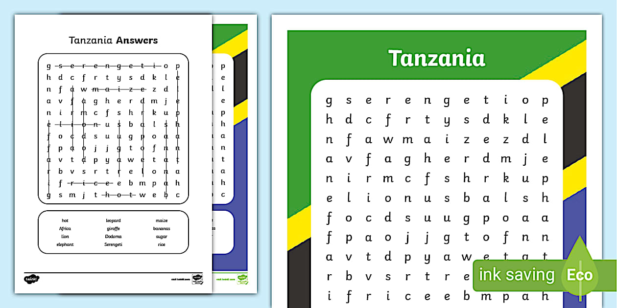 KS1 Tanzania Word Search (Teacher-Made) - Twinkl