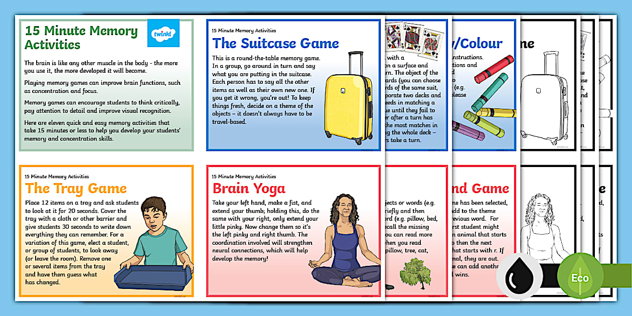 15 Minute Memory Activities (teacher made) - Twinkl
