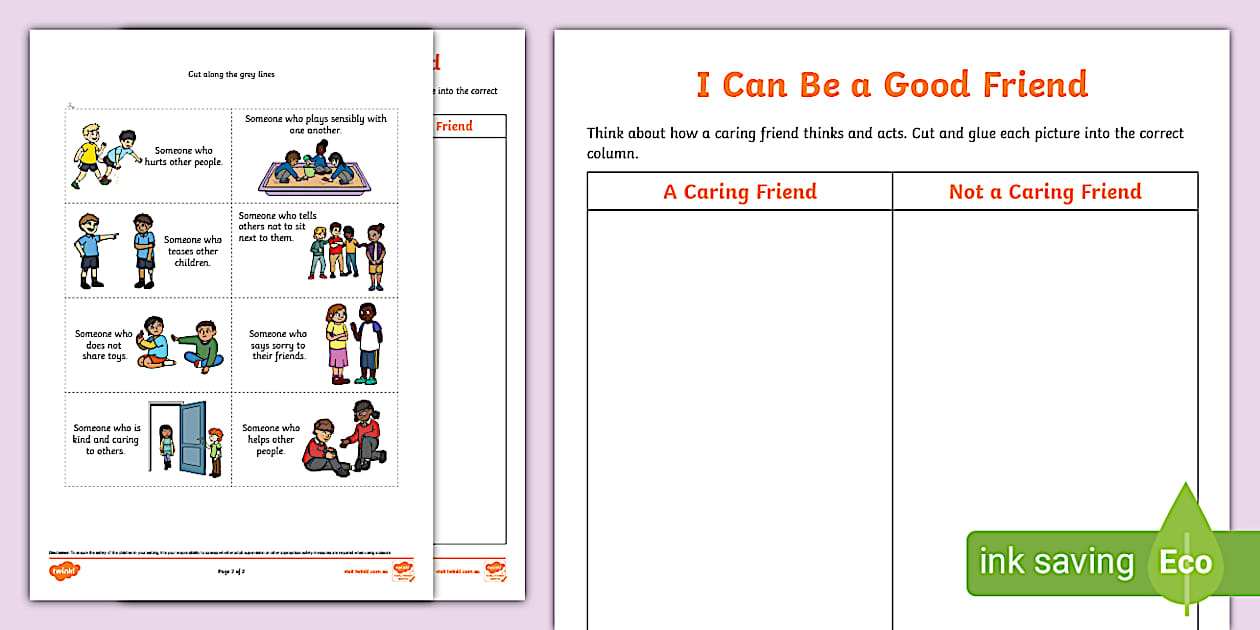 I Can Be a Good Friend Worksheet - Inclusive Resources