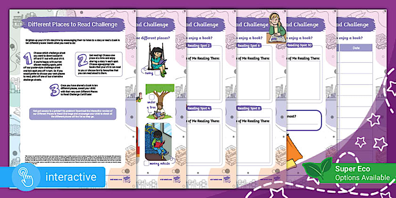 Different Places to Read Challenge (teacher made) - Twinkl