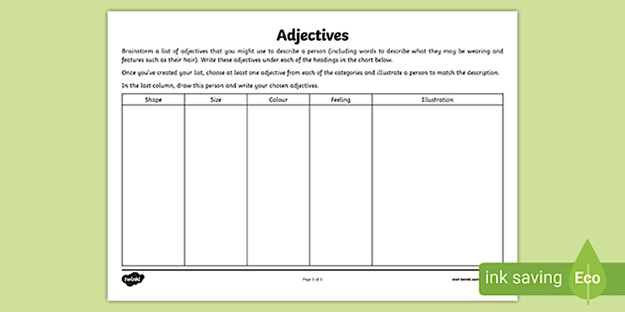 Year 3 Adjectives Worksheet | Australian Teaching Resources