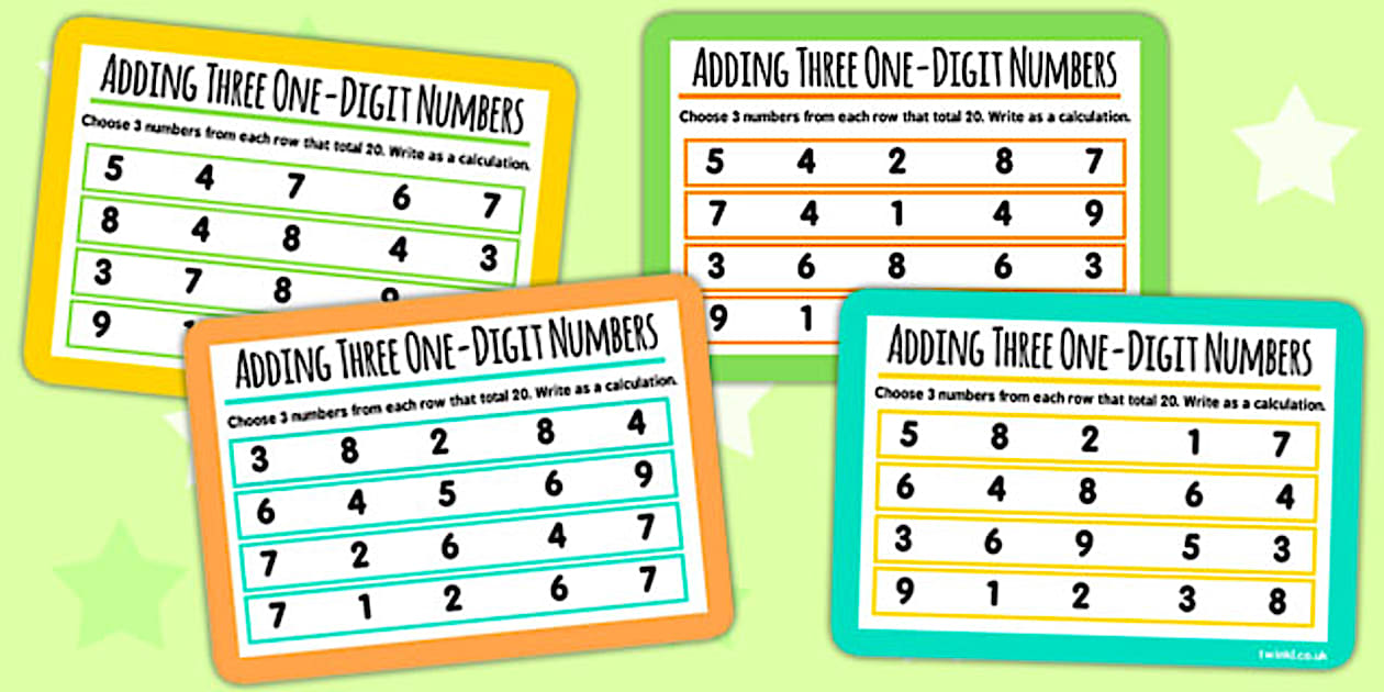 Add Three One Digit Numbers Which Numbers 3 KS1 Maths Cards