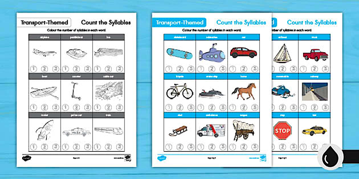 Count the Syllables Transport-Themed Activity (teacher made)