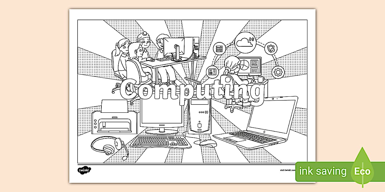 Computing Colouring Page, Computing Topic Page - Twinkl