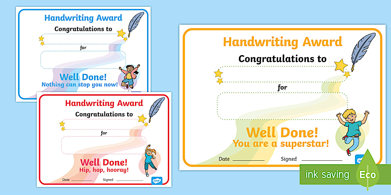 👉 Handwriting Certificates Printable (teacher made)
