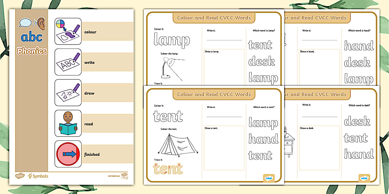SEND Small Steps CVCC Words Colour, Write and Read - Twinkl