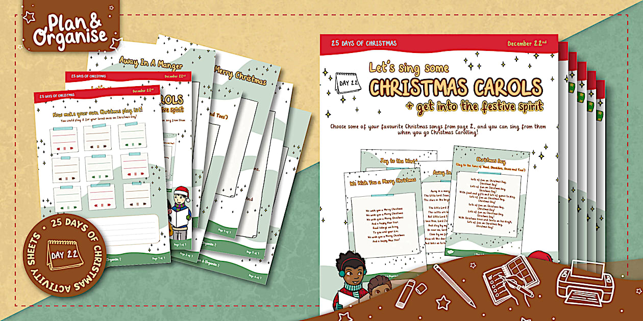 December 22nd: Christmas Carols & Christmas Playlist Activity | 25 Days of