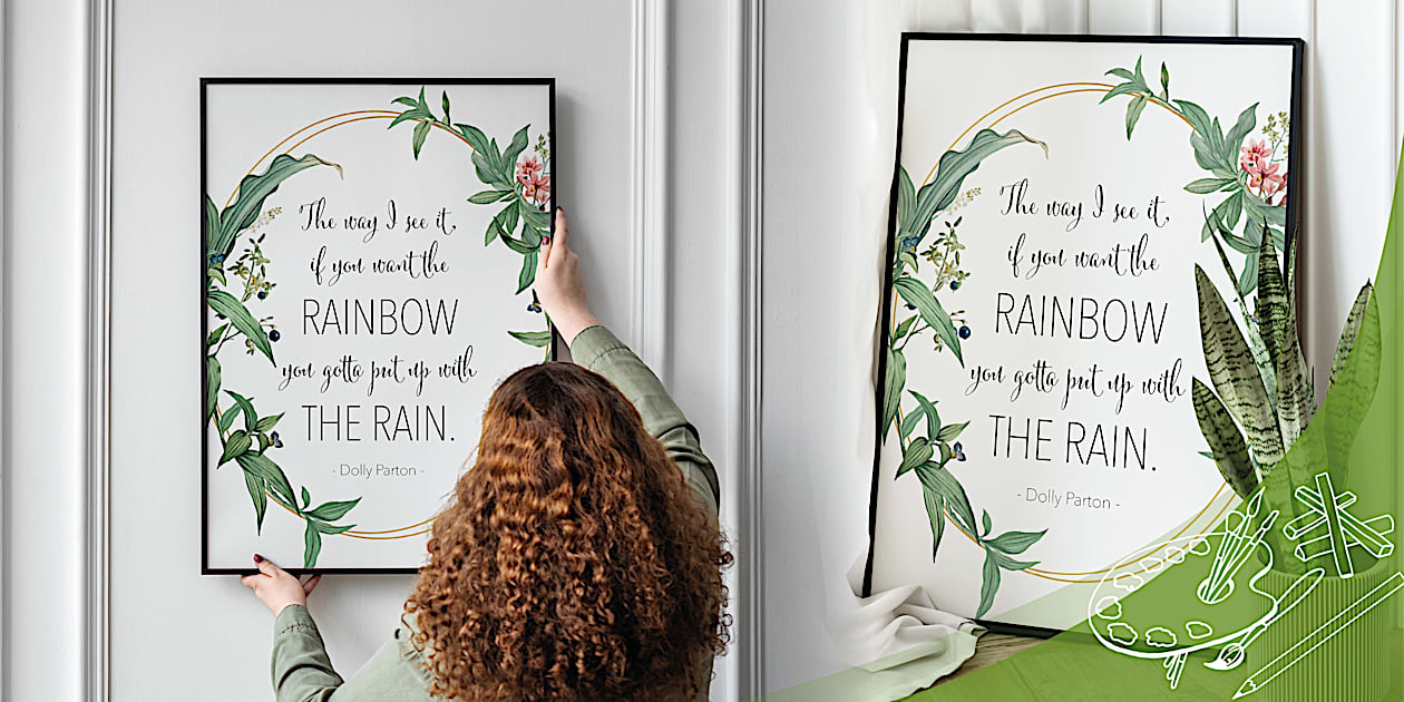 You Gotta Put Up with the Rain Dolly Parton Botanical Poster