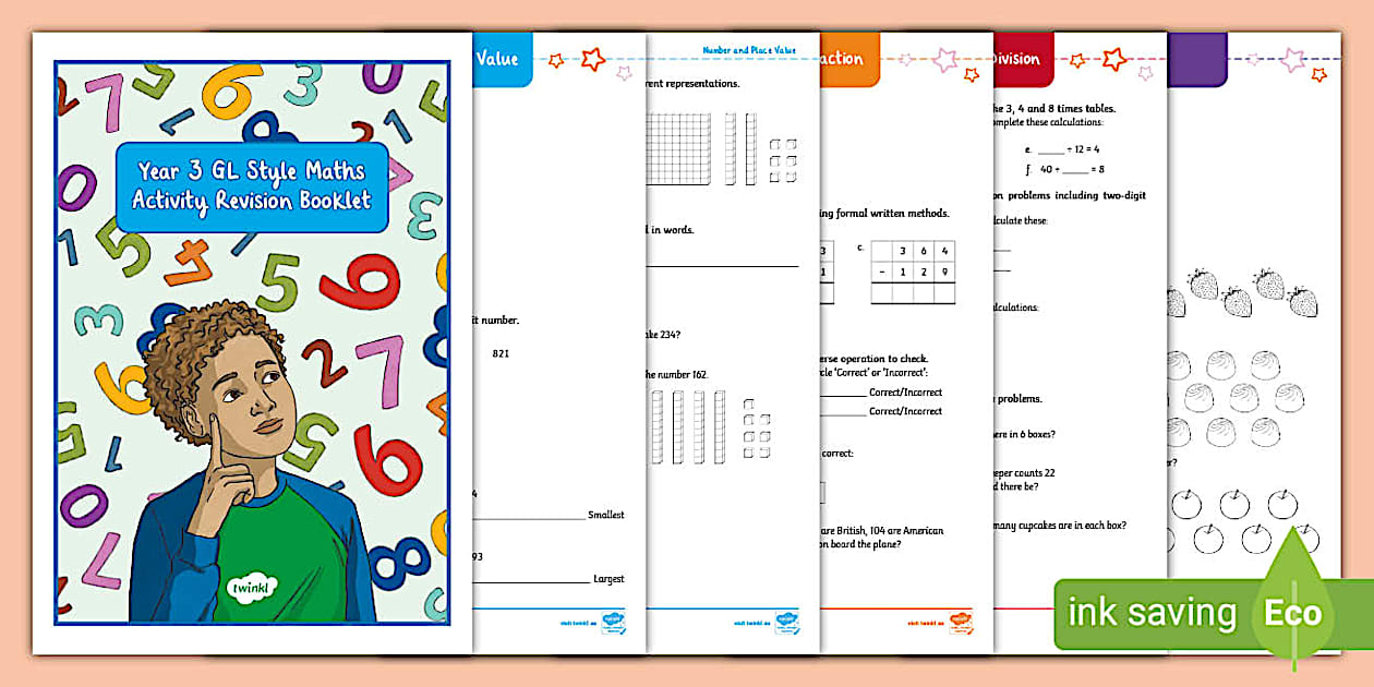 Year 3 GL Style Maths Activity Revision Booklet - Twinkl