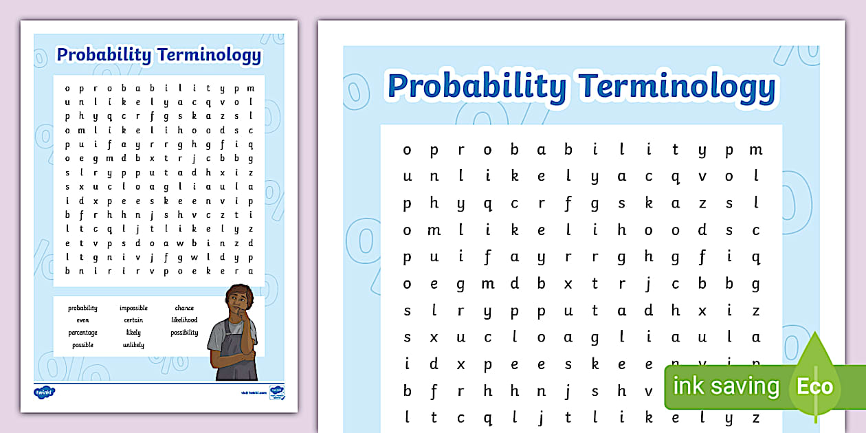 Probability Terminology Word Search