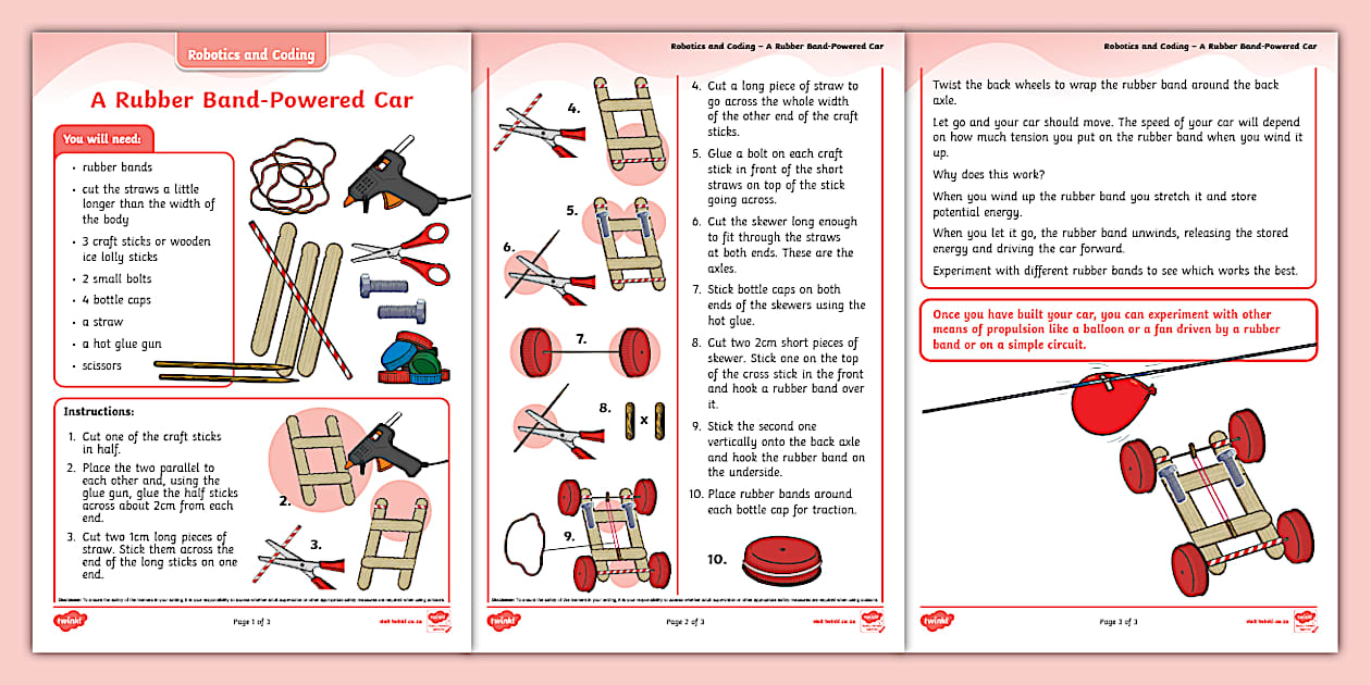 Robotics and Coding: Build a Car Powered by an Elastic Band