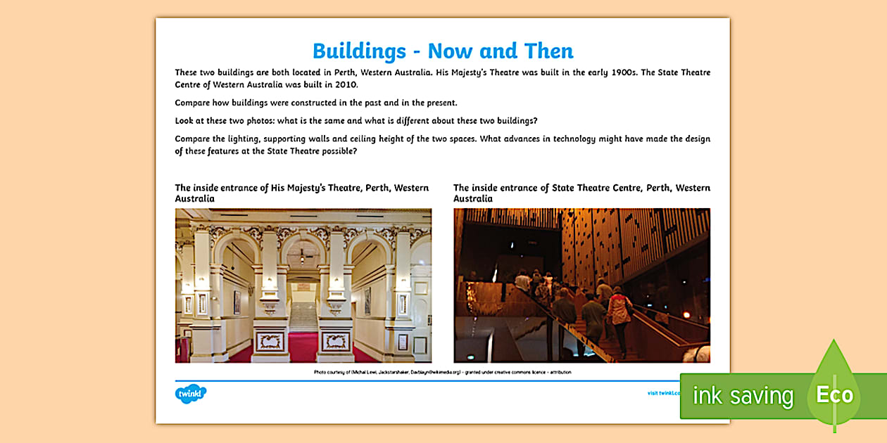 Buildings in Perth Now and Then Activity - Twinkl