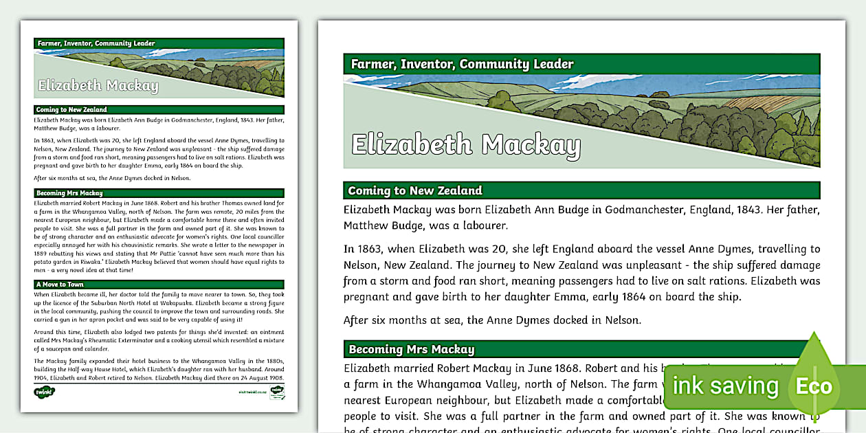 Elizabeth Mackay Fact File (teacher made) - Twinkl