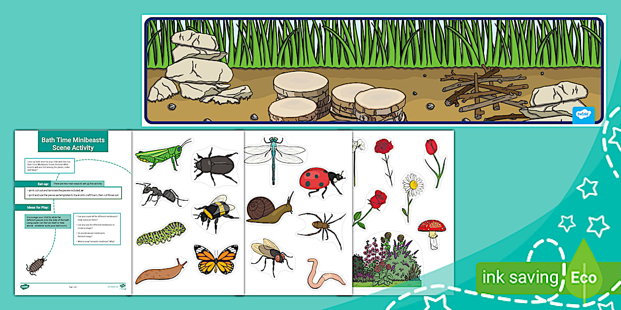 Bath Time Minibeasts Scene Activity (teacher made) - Twinkl